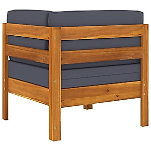 vidaXL Patio Lounge Set 7 Piece, Sectional Sofa for Outdoor Garden, Patio Furniture with Dark Gray Cushions, Coffee Table, Modern Style, Acacia Wood