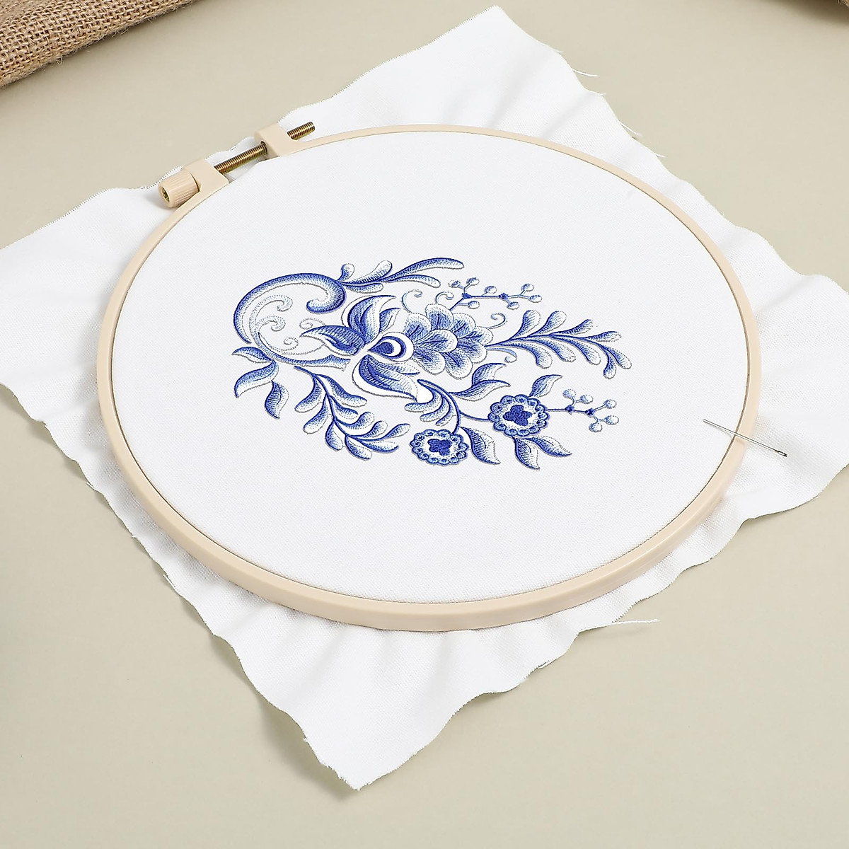 10 Pcs Embroidery Fabric Squares White Cotton Fabric Natural Cotton Embroidery Cloth Fabric Precut Cross Stitch Fabric Classic Aida Cloth Cotton Fabric for Embroidery Garment Craft (7.9 x 7.9inch)