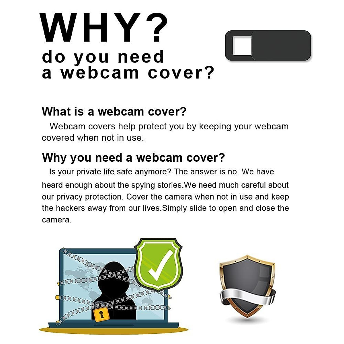 Webcam Cover Slide Compatible for Laptop, Desktop, PC, MacBook Pro, iMac, Mac Mini, iPad Pro Bundled with iPhone 13 Front Camera Cover Protect Privacy and Security But Not Affect Face Recognition