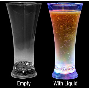 Liquid Activated Multicolor LED Pilsner Glasses ~ Fun Light Up Beer Glasses - 13 oz. - Set of 4