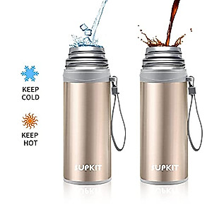 SUPKIT Small Coffee Thermos, Stainless Steel Thermos Cup, BPA Free, Insulated Water Bottle for Hot Drink and Cold Drink, Perfect for Biking, Camping, Office, Car or Outdoor Travel (12 oz, Silver)