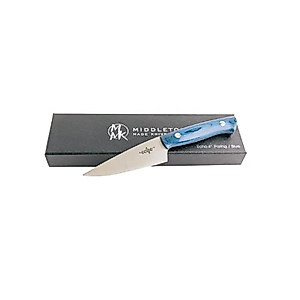 Middleton Made Knives Echo 4 Paring Knife - Paring Knife 4 Inch - Handmade Professional Pairing Knives - Chefs Knife Made with AEB-L Stainless Steel - USA Made Paring Knives- Great Chef Gifts - Blue