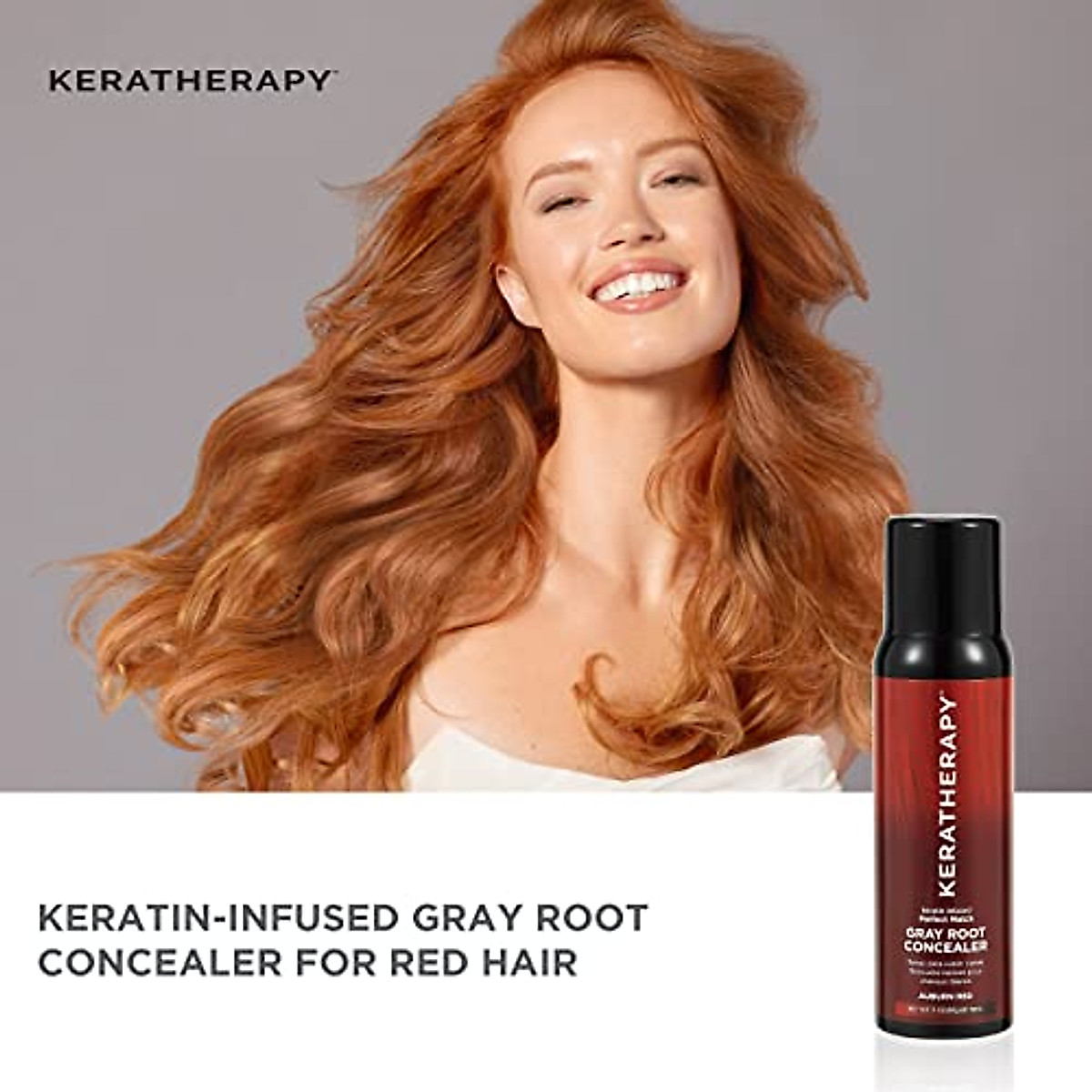 Keratherapy Keratin Infused Perfect Match Gray Root Concealer Spray, Dark Brown, 3 oz, 118 ml - Root Cover Up Spray to Hide Gray Roots - Keratin Therapy Hair Darkening & Temporary Scalp Concealer