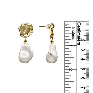 dh&yp Winter vintage vibe with pearl earrings，Baroque Pearl Dangle Earring for Women, Graceful Earrings, Gold Plated Earring Hooks, Birthday Day,Valentine's Day, Mother's Day Gift