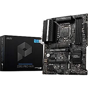 MSI Z590 PRO WiFi ProSeries Motherboard (ATX, 11th/10th Gen Intel Core, LGA 1200 Socket, DDR4, PCIe 4, M.2 Slots, USB 3.2 Gen 2, 2.5G LAN, DP/HDMI, Wi-Fi 6E)
