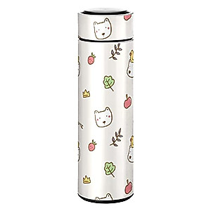 CaTaKu Strawberry Animal Duck Water Bottle Insulated 16 oz Stainless Steel Flask Thermos Bottle for Coffee Water Drink Reusable Wide Mouth Vacuum Travel Mug Cup