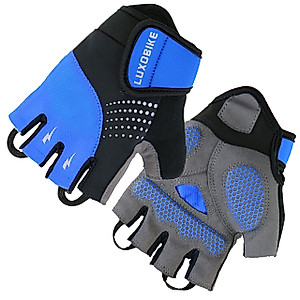 LuxoBike Cycling Gloves Mens Road Bike Gloves for Men-[5MM Gel Pad] Specialized Biking Gloves-[Ultra Breathable] Half Finger Road Bike Bicycle Gloves-[Silicone Antislip] for Cycling