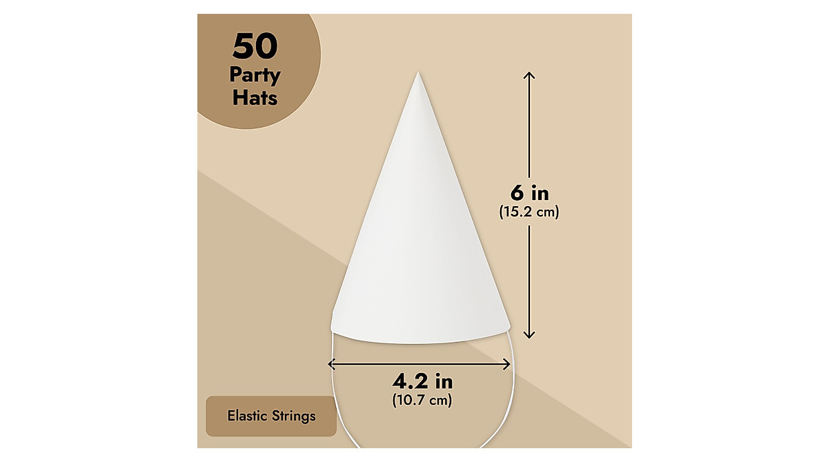 Bright Creations White Party Hats - 50 Pack for Crafts