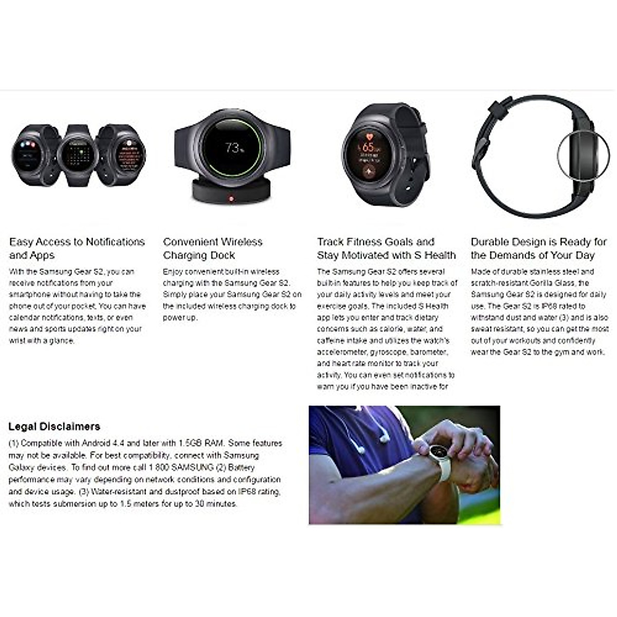 Samsung Gear S2 Wi-Fi Smartwatch - Fitness Tracker - Dark Gray (Renewed)