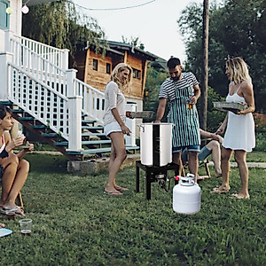 Bonnlo 30QT Outdoor Turkey Fryer & 10QT Fish Fryer with 55000BTU Propane Buner for Outdoor Cooking, Outdoor Deep Fryer w/Aluminum Pot, Basket & Stand Set, Ideal for Turkey Frying & Seafood Boiling