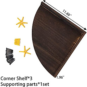 TNQNCFL Round Floating Corner Shelves,Solid Wood Corner Floating Shelves,Wall Mount Floating Corner Shelves,Hanging Corner Shelf for Wall Decor Bedroom Living Room Bathroom Kitchen Office