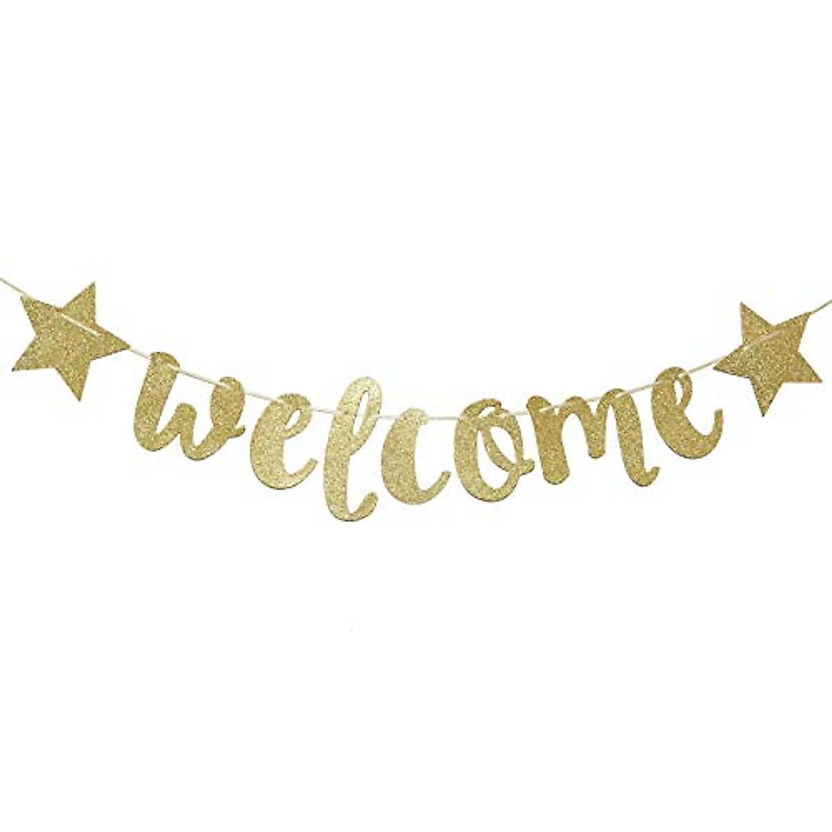 Welcome Little One Glitter Gold Banner, Baby Shower, Gender Reveal Party , Glitter Party Decor (Gold)