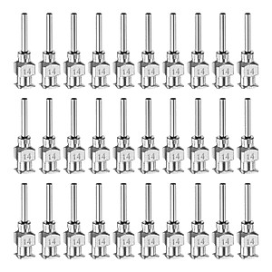 HARFINGTON 30pcs 14Gauge Stainless Steel Dispensing Needles, 1/2" All Metal Glue Needle Tube Blunt Tips Luer Lock for Thick Liquids, Ink, Glue, Lab Use