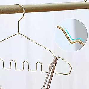 Multifunctional Wavy Hangers, Vest Hangers, Bra Hangers, Scarf Hangers, Space-Saving Metal Hangers for Hanging Halter Tops, Vests, Scarves, Ties, Belts, Hats Hangers。 (5 PCS) (Rose-Gold)