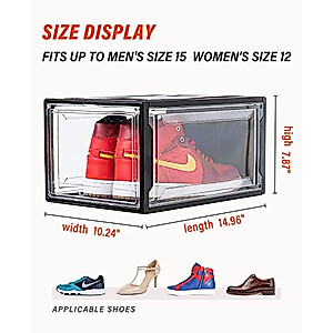 Clear Shoe Boxes Stackable, Display Shoe Storage with Lids, Sneaker Storage Shoe Box, Magnetic Door, Easy Assemble, Space Saving