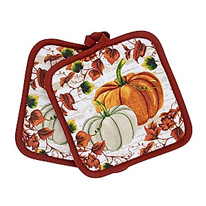 Home Collection Harvest Pumpkin Kitchen Linens Set Include Oven Mitt & 2 Potholders - Great for Autumn, Fall & Thanksgiving