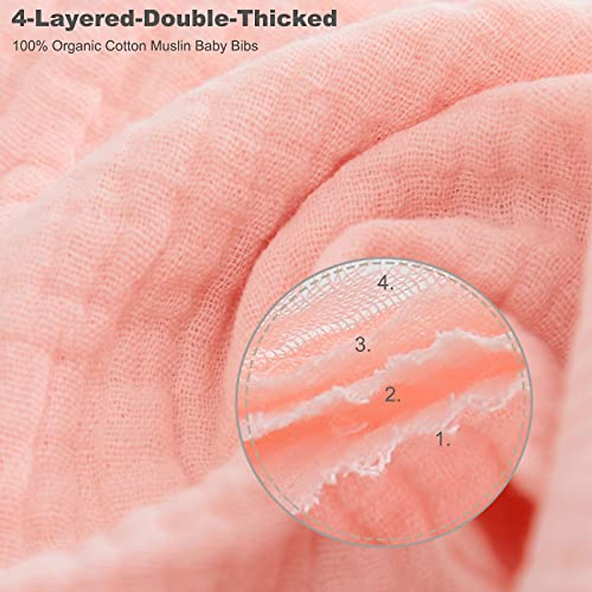 YEONHWA 10Pack Soft Muslin Baby Bibs, Cute Banadana baby Drool Bib for Girls & Boys, Super Absorbent Bibs Set for Teething and Drooling, Solid Color