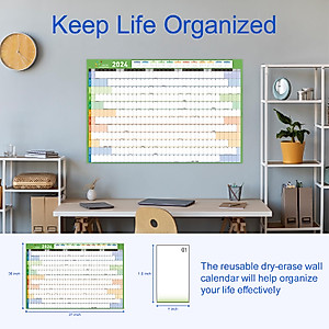 Ziphius Large Dry Erase Calendar for Wall - 12 Month Horizontal/Vertical Blank Calendar Planner, 24" x 36", Erasable & Reusable, Great Layout Whiteboard Calendar Dry Erase for Home, Office, and School