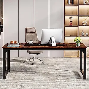 LITTLE TREE 78.7 Inch X Large Executive Office Computer Desk, Brown
