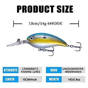 HENGJIA Crankbait Bass Fishing Lures with Nice Packing, Shallow Deep Diving Crankbaits Swimbaits Wobble, for Trout Bass Pike Walleye Crappie Freshwater Saltwater