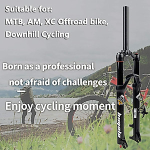 TYYT Magnesium Alloy Bicycle MTB Suspension Fork 26/27.5/29 Inch, 160mm Travel Mountain Bike Air Fork - Black (Color : Straight Manual Lockout, Size : 27.5 inch)