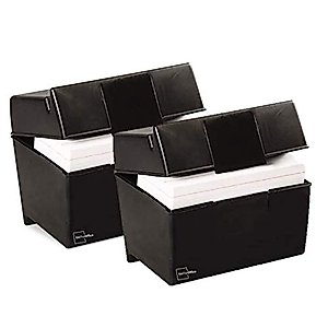 1InTheOffice Index Card Box 5x8 Index Card Holder, 400 Card Capacity Black (2 Pack)