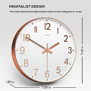 Whiteleopards Pink 12 inch Wall Clocks Battery Operated Silent Non Ticking Modern Wall Clock for Living Room Bedroom Kitchen Office Classroom Decor