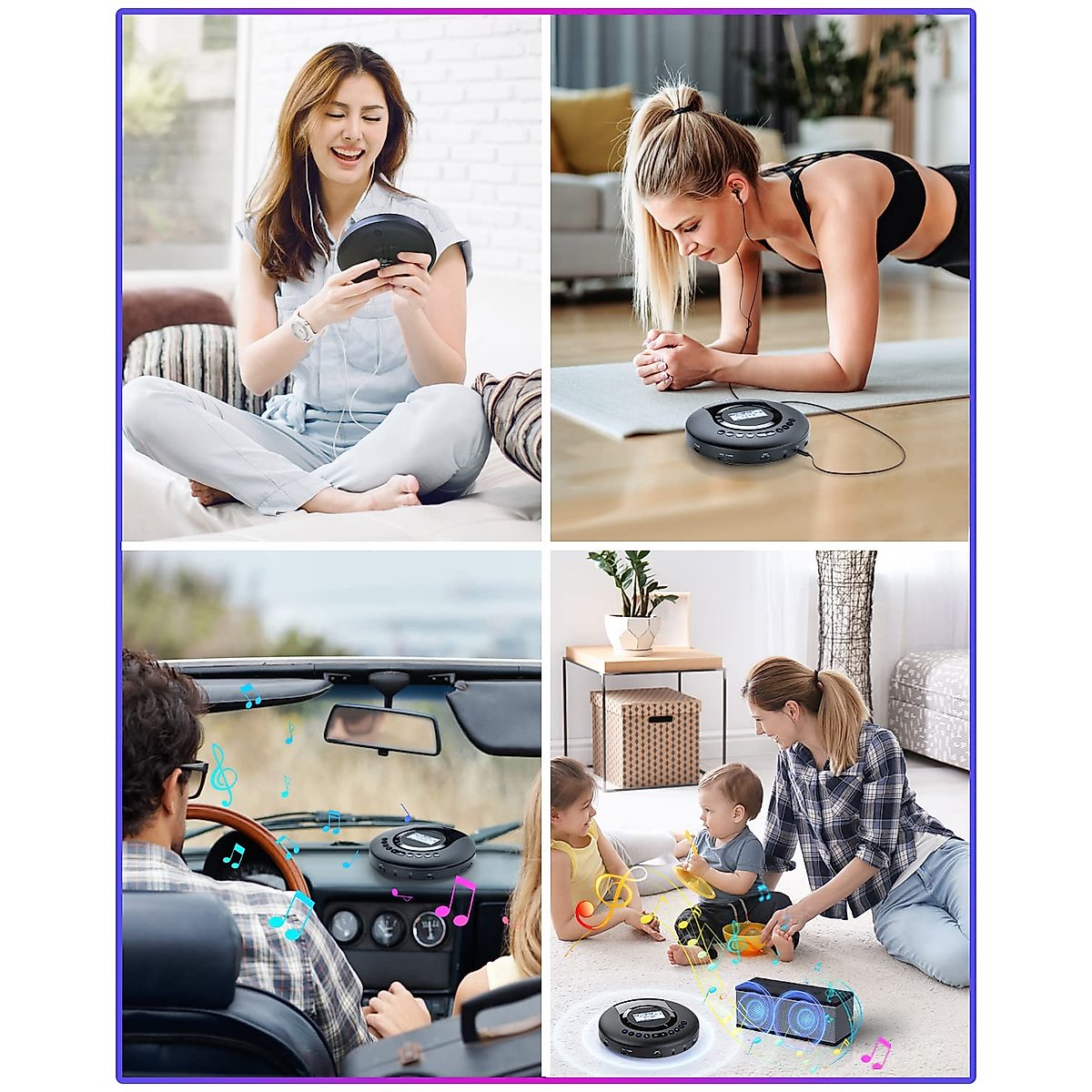 CD Player Portable ARAFUNA, Portable CD Player Bluetooth with FM Radio, 2000mAh Rechargeable CD Player for Car with LCD Screen, Anti Shock Protection Walkman CD Player with Headphone, AUX Cable