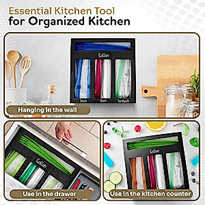 Ziploc Organizer-Ziploc Bag Holder-Ziplock Bag Storage Organizer-Compatible with Gallon,Quart,Sandwich & SnackBags-Baggie Storage Organizer for Drawer-Ziplock Organizer for Drawer