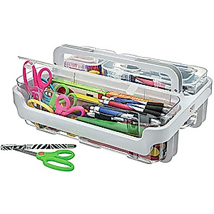 Deflecto Caddy Organizer, Stackable with Three Compartments, White and Clear (29003CR)