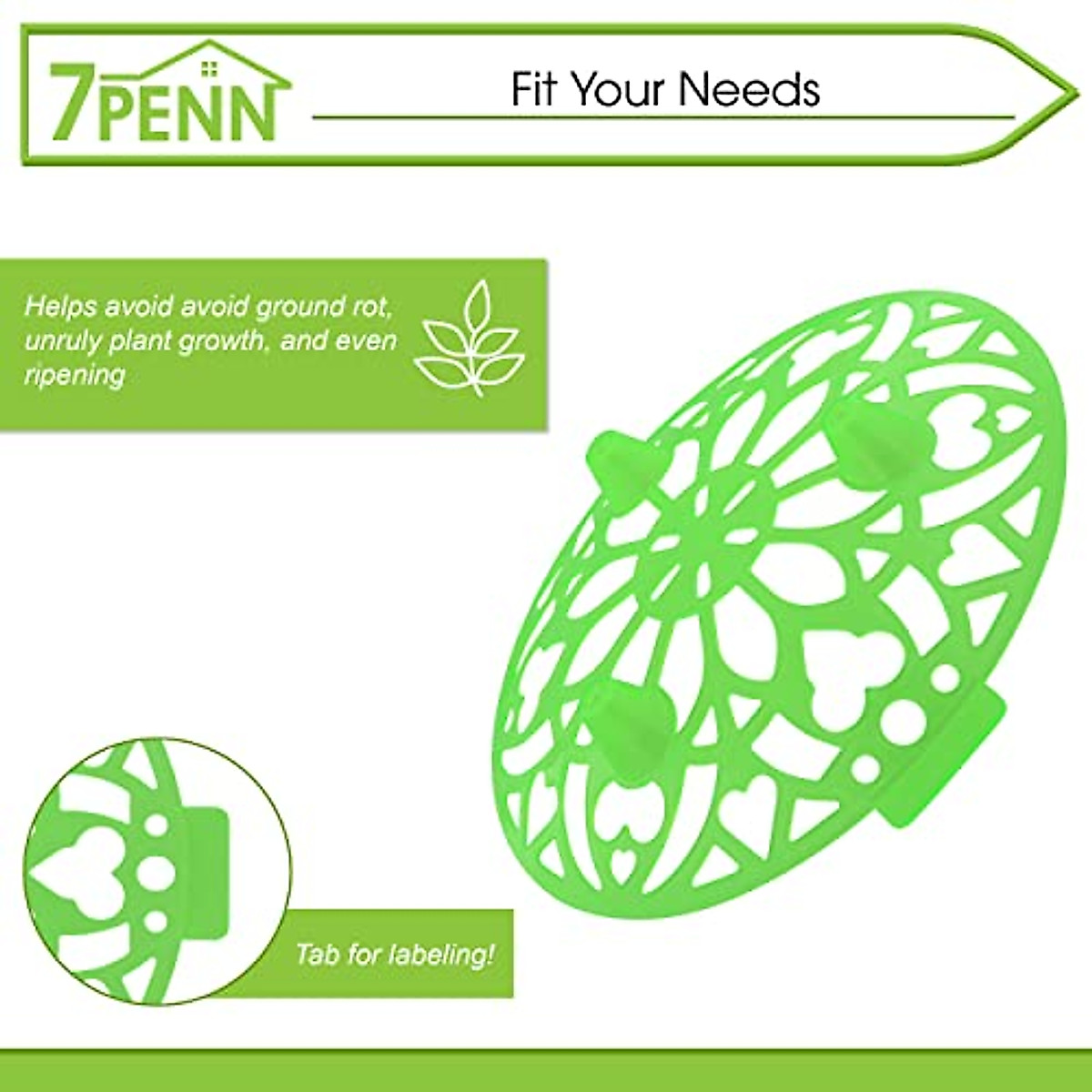 7Penn Watermelon Support Stand - 10pk Green Plastic Melon Cradle Supports for Watermelons, Pumpkins, Melons, and Squash