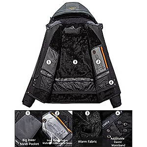 FTIMILD Men's Ski Jacket Waterproof Warm Winter Mountain Windbreaker Hooded Raincoat Snow Jackets