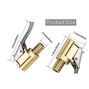 LDCRE Tire Air Chuck with Clip Adapter, Brass Locking Tire Inflator Nozzle Adapter Connect, No Leakage Tire Chucks for Vehicle Inflator Compressor Pump Connect Accessories Tool 8mm 2Pack
