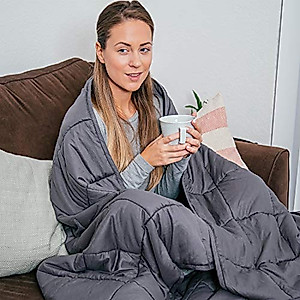 Bed Buddy Weighted Blanket 17 lbs - Weighted Blanket Adult Sized - Heavy Blanket with Weighted Glass Beads, Grey, 17 pounds, for Full, Queen Size, Twin Size