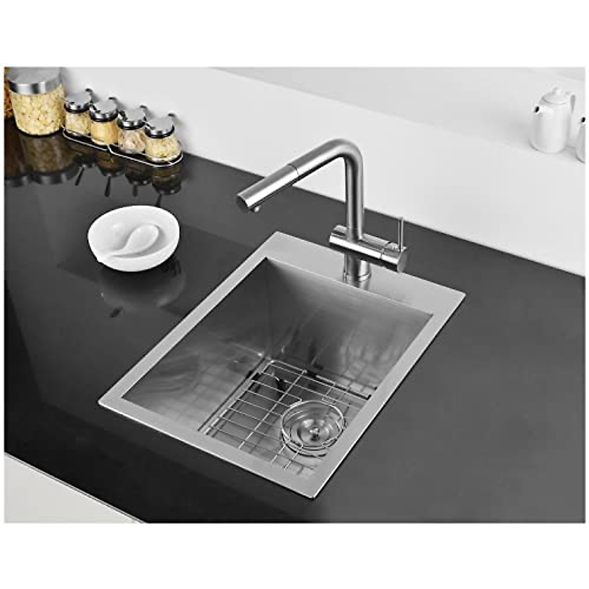Ruvati 15 x 20 inch Drop-in Topmount Bar Prep Sink 16 Gauge Stainless Steel Single Bowl - RVH8110