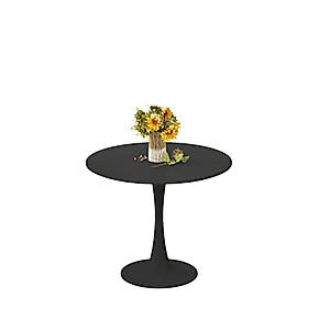 Sinovoy White Round Dining Table Modern Style 31.5" with Pedestal Base in Tulip Design, Mid-Century Leisure Table for Kitchen Dining Room & Living Room (Black)