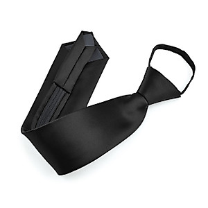 Moda Di Raza - Black Tie Long Ties for Men Ties For Men Zipper Ties Men's/Boy's Black Ties 17 IN