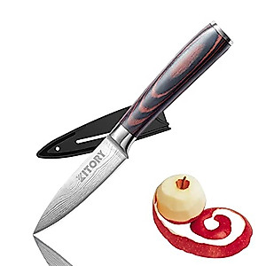 Kitory Paring Knife Fruit Knife Small Kitchen Knife 3.5 Inch 7Cr17MoV German High Carbon Stainless Steel for Fruit and Vegetable Carving Dicing Cutting Chopping Fruits Vegetables 2023 Gift