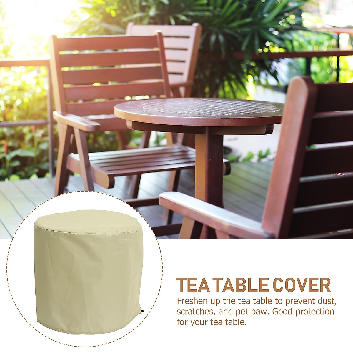 Yardwe Round Patio Table Cover Furniture Cover Outdoor Coffee Table Covers Tea Table Covers, 17.6 x 18.4 Inches
