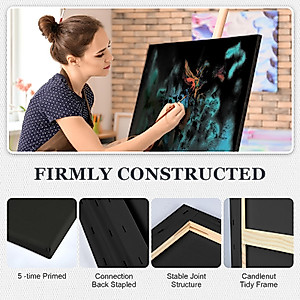 Ctosree 2 Pack Stretched Canvas for Painting, Large Black Cotton Art Large Canvas Triple Primed Painting Canvas Profile Blank Canvases for Watercolor Acrylics Oil Painting (24 x 36 Inch)