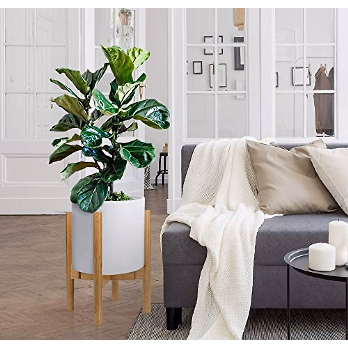 UppWell | Adjustable Wood Plant Stand Indoor | Eco-Friendly Bamboo 8-12 Inch Mid Century Modern Flower Pot Stand | Sustainable Planter Holder for Living Room Balcony | One Tree Planted per Purchase