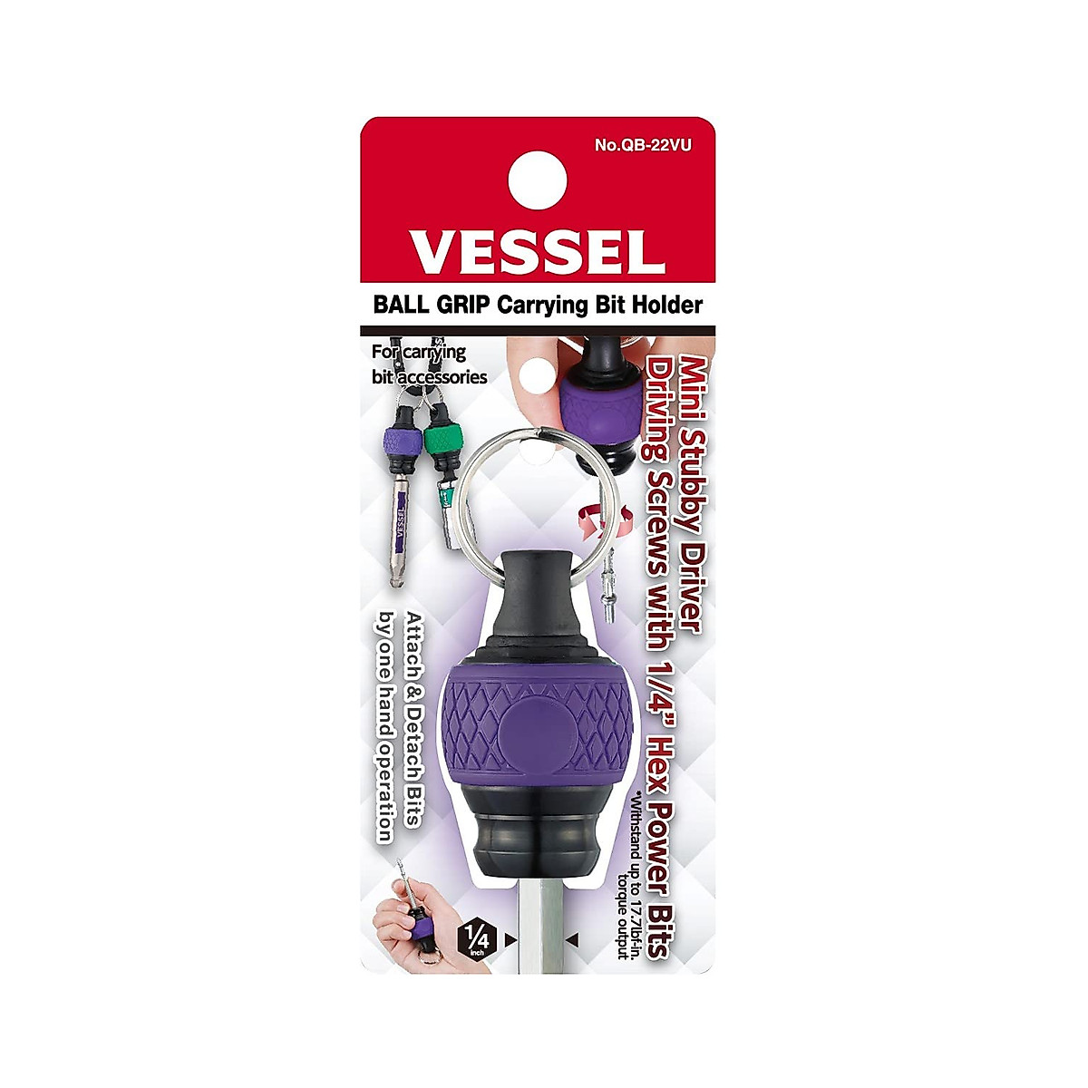 VESSEL BALL GRIP Carrying Bit Holder (Purple) No.QB-22VU QB22VU