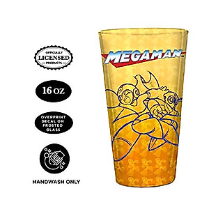 JUST FUNKY Capcorm Game Mega Man and Zero Pint Glass - Novelty Drinking Glasses Kids Gifts Toys, (16 OZ)