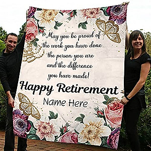 Naughty Puppy Personalized Retirement Gift| Sunflower Fleece Blanket| Teacher Retirement Gift| Personalized Gift for Nurse| Retirement Gifts for Women| Gift for Mom JB124 (50x60 inch)