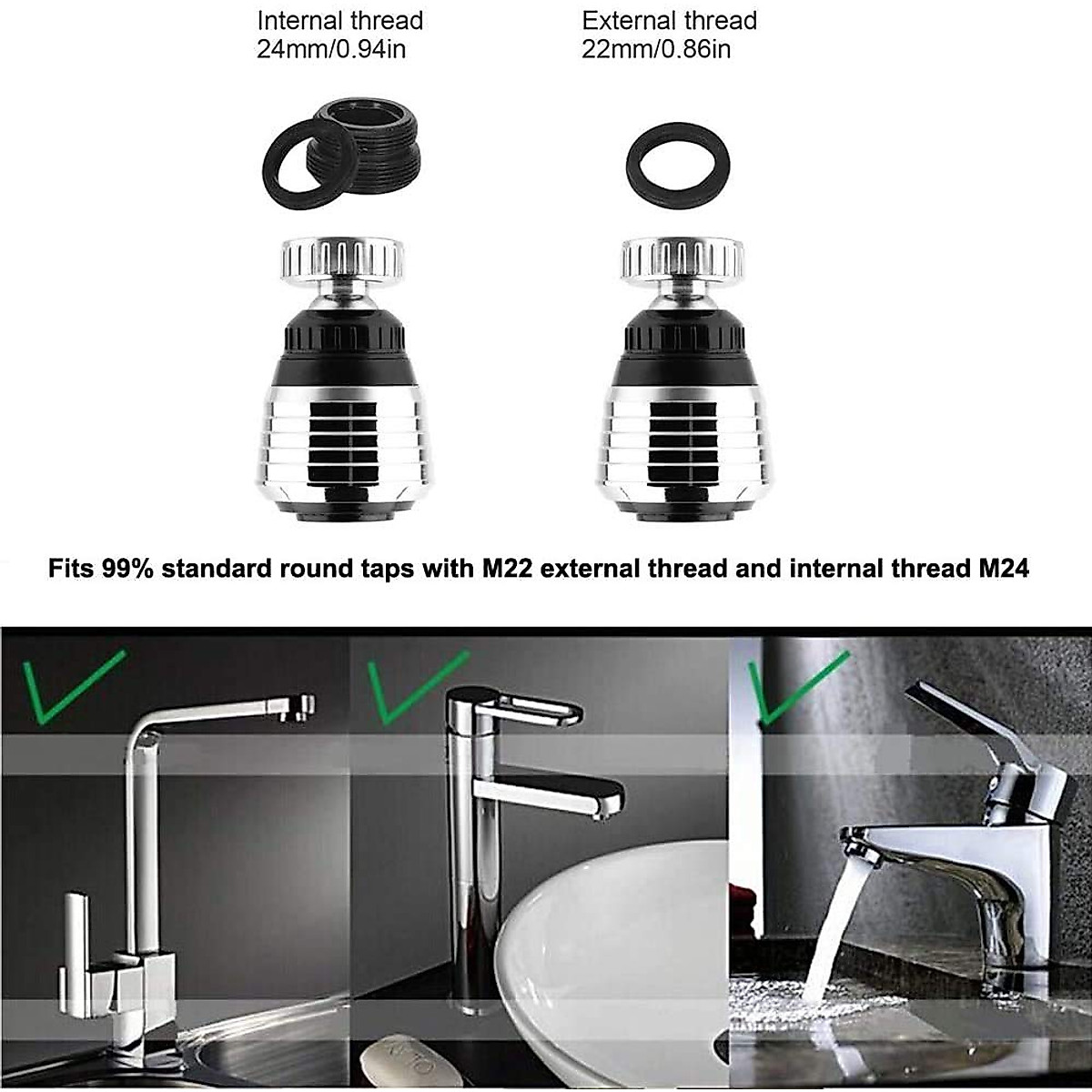 360 Rotate Swivel Water Saving Tap Aerator Diffuser Faucet Nozzle Filter Adapter …