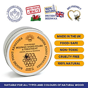 Beeswax Furniture Polish & Conditioner for Wood Enhances the Natural Beauty of Oak Pine Beech & More Seals & Protects for a Perfect Finish Bees Wax Polish (Natural, 3.4 Fl Oz)