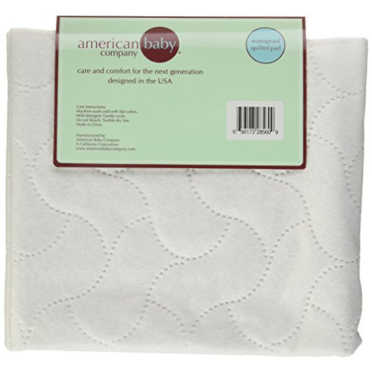 American Baby Company Waterproof Embossed Quilt-Like Flat Bassinet Protective Pad Cover White 15" X 33"