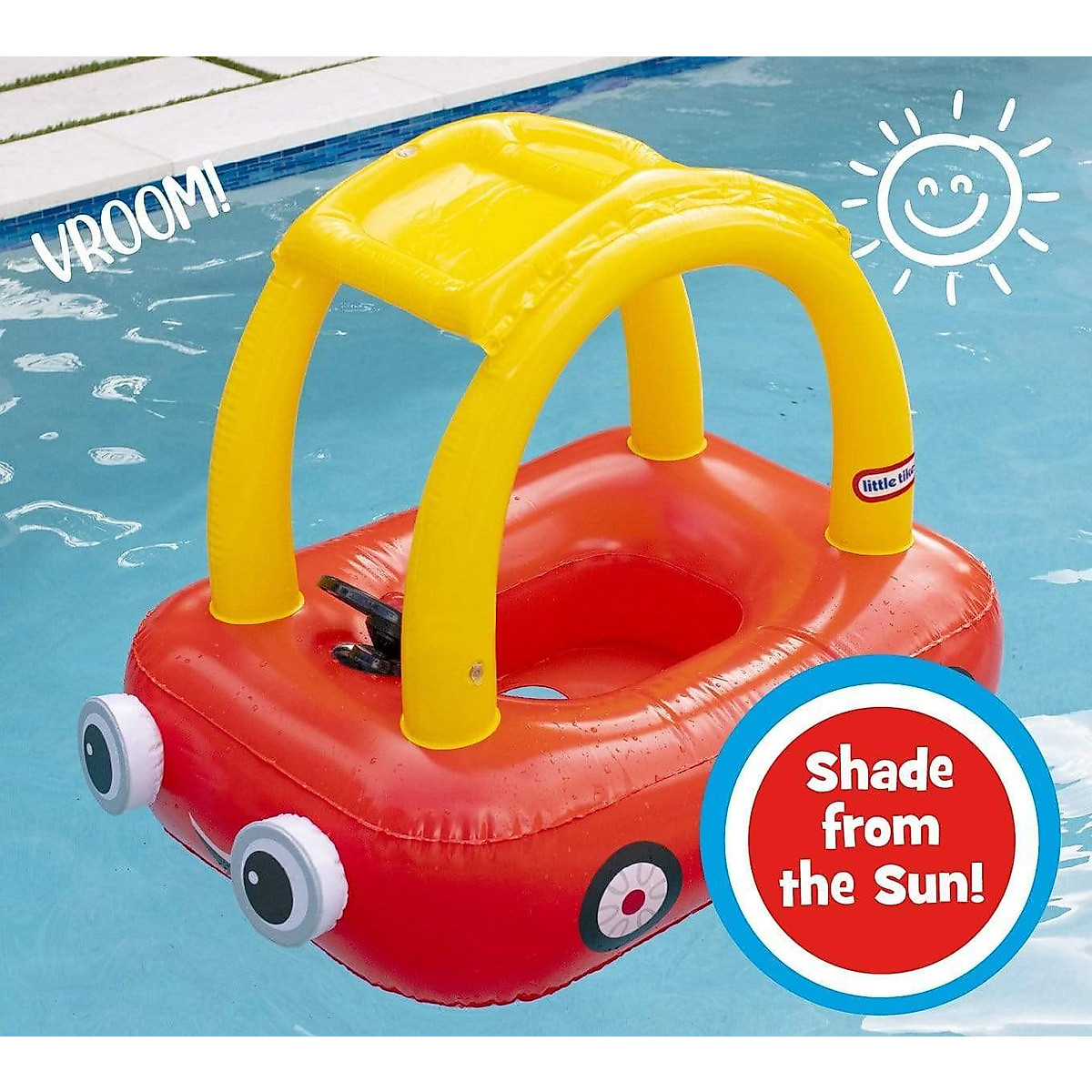 Little Tikes Cozy Coupe Inflatable Baby & Kids Pool Float, Red Car Coupe with beeping Horn. Easy to use a Great Float to Introduce Your Young Ones to The Water.