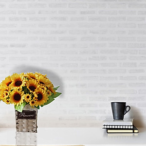 4 Bouquets of Artificial Sunflowers, Each Bunch of 4 Large Sunflowers Artificial Flowers Plus 9 Small Fake Flowers, Silk Fake Sunflowers for Home, Office, Garden Decor, DIY Flower Arrangement