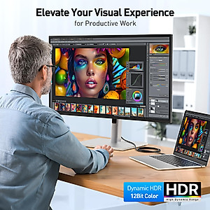 Cable Matters USB C to HDMI Cable, Supporting 4K 60Hz (USB-C to HDMI Cable) in Black 6 ft - Thunderbolt 4 / USB4 Compatible with iPhone 16/15 Pro Max Plus, MacBook Pro, Dell XPS 13, Surface Pro